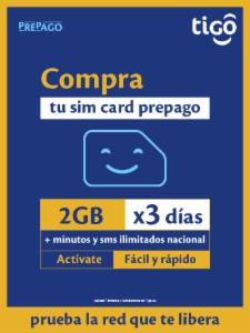 Sim Card Tigo (2Gb+Min.Ilim.X3 Dias)