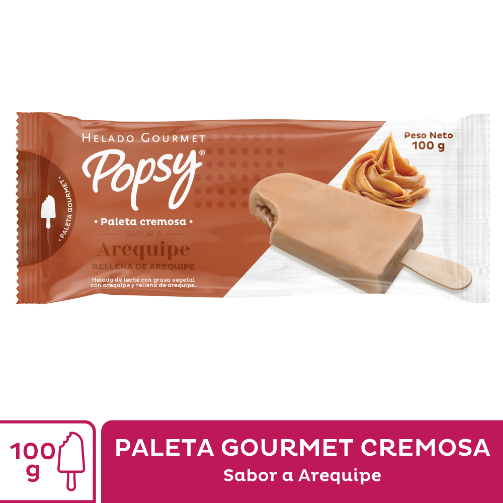 Paleta Cremosa Popsy Arequipe Gourmet Bolsax100g