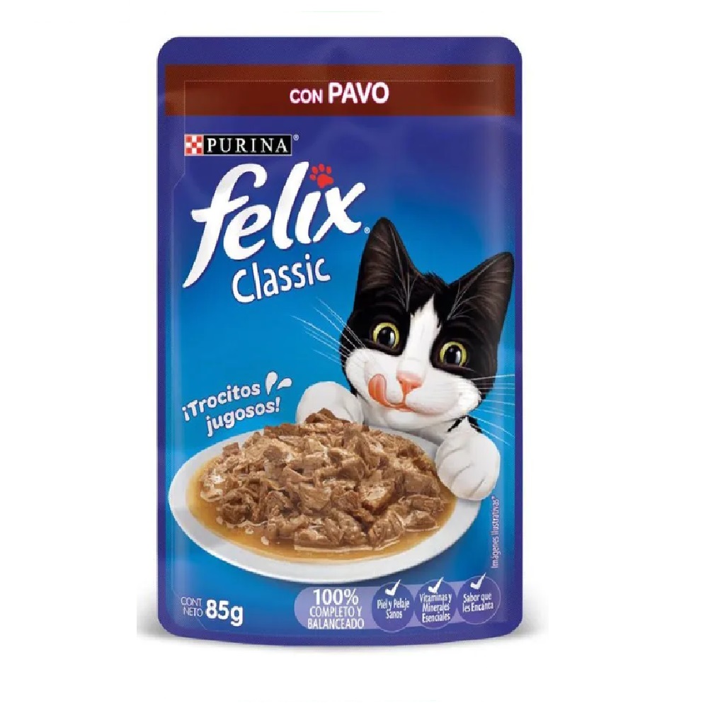 Alimento Humedo Para Gatos Felix Sabor A Pavo Bolsa X 85gr