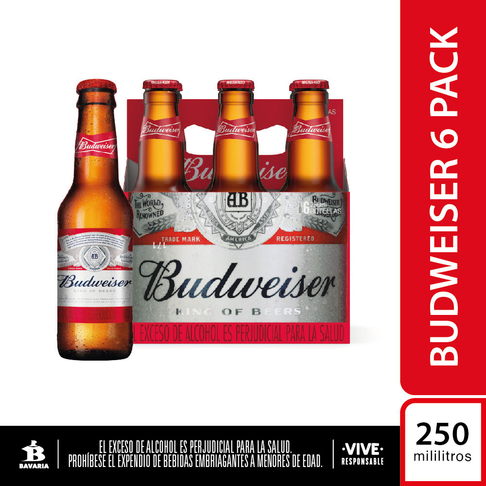 Cerveza Budweiser Six Pack Botellax250ml