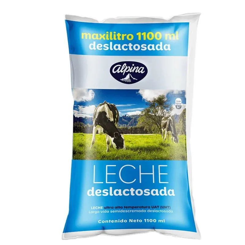Leche Alpina Deslactosada Maxilitro Bolsa 1.1Lt X 1