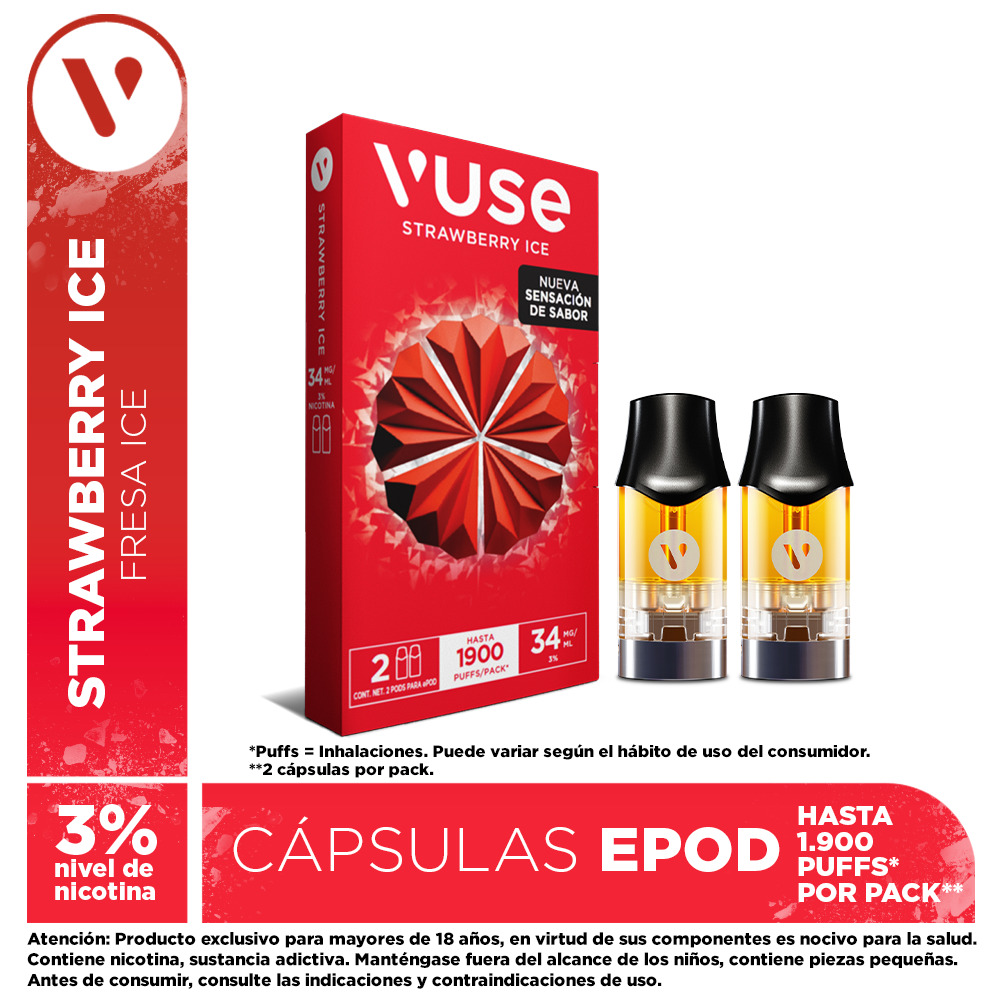Capsulas Vuse Strawberry Ice 34Mg Paquetex2Und