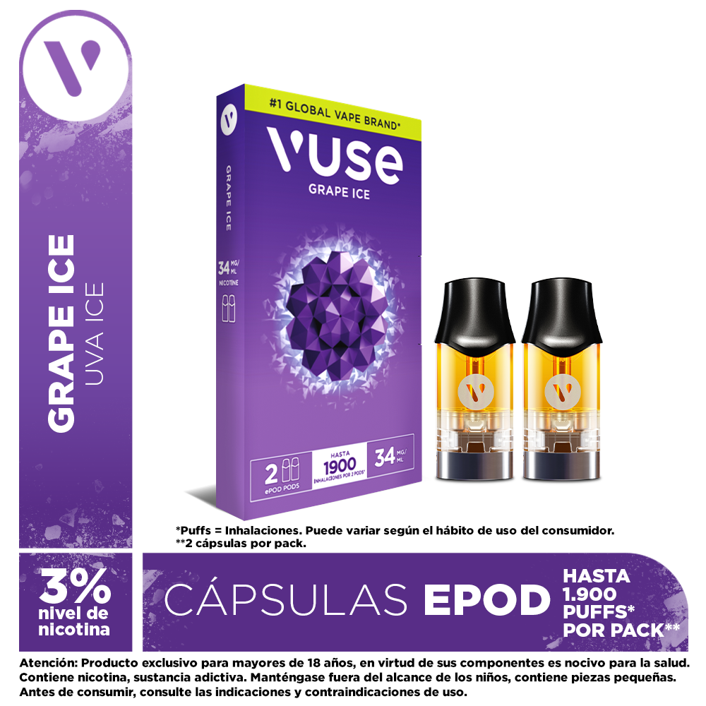 Capsula Vuse Epod Grape Ice 34Mg Cajax2Und