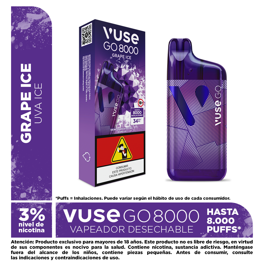 Vapeador Vuse Go 8000 Grape Ice
