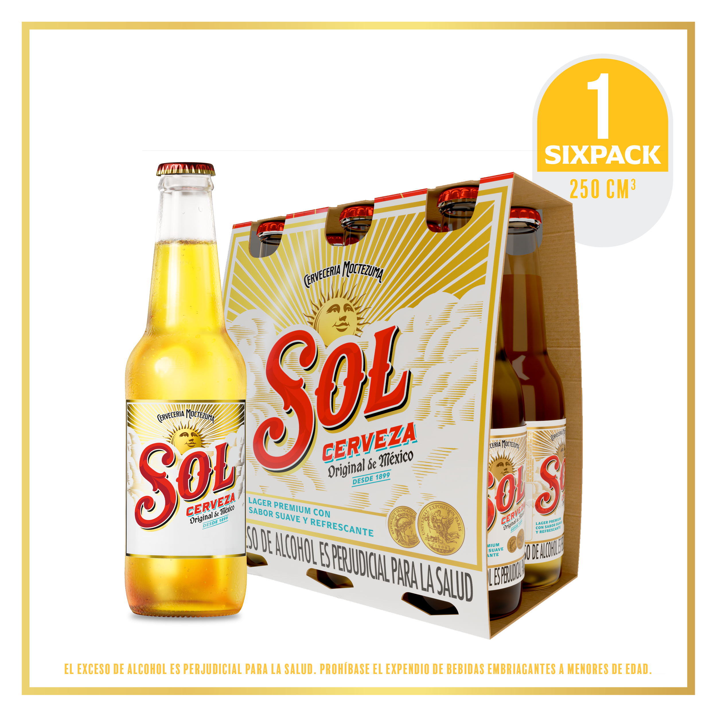 Cerveza Sol Six Pack Botellax250Ml